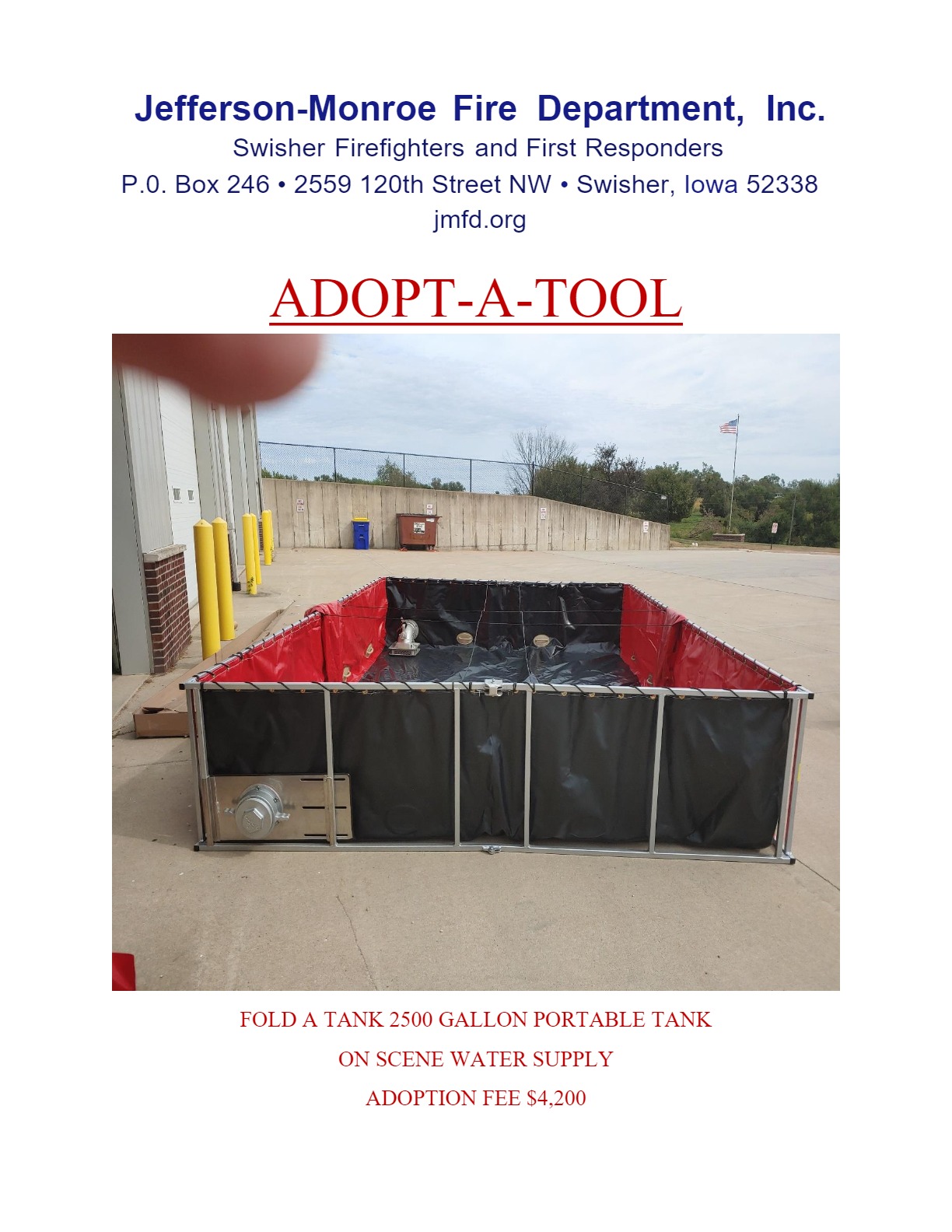 Portable Tank – Jefferson Monroe Fire Department – Swisher