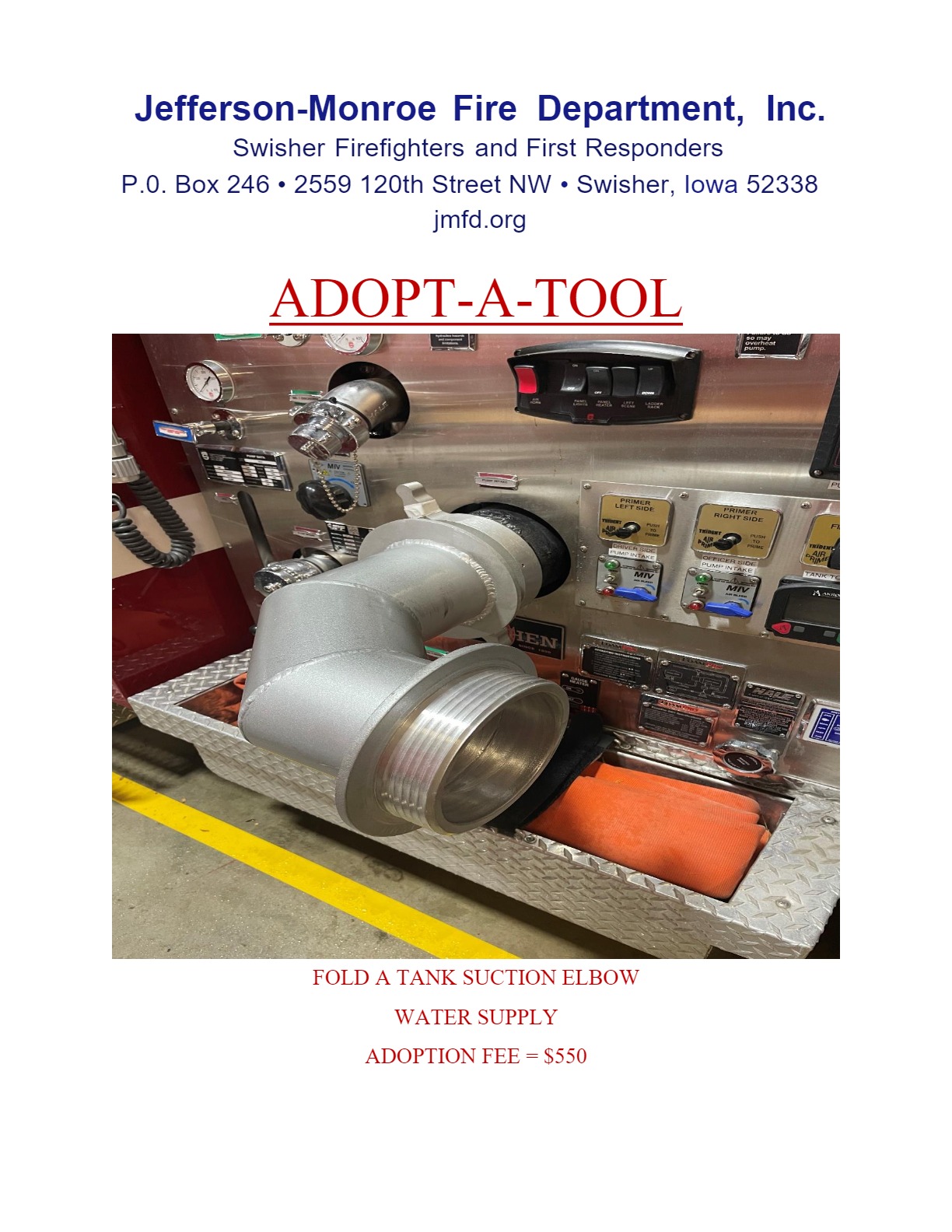 Suction Elbow – Jefferson Monroe Fire Department – Swisher